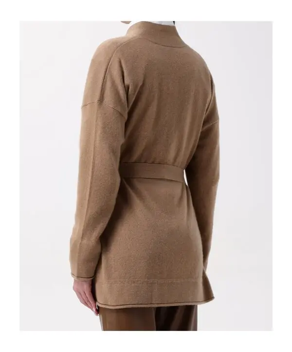 Max Mara Belted V-neck Cardigan With Lace-up Detail
