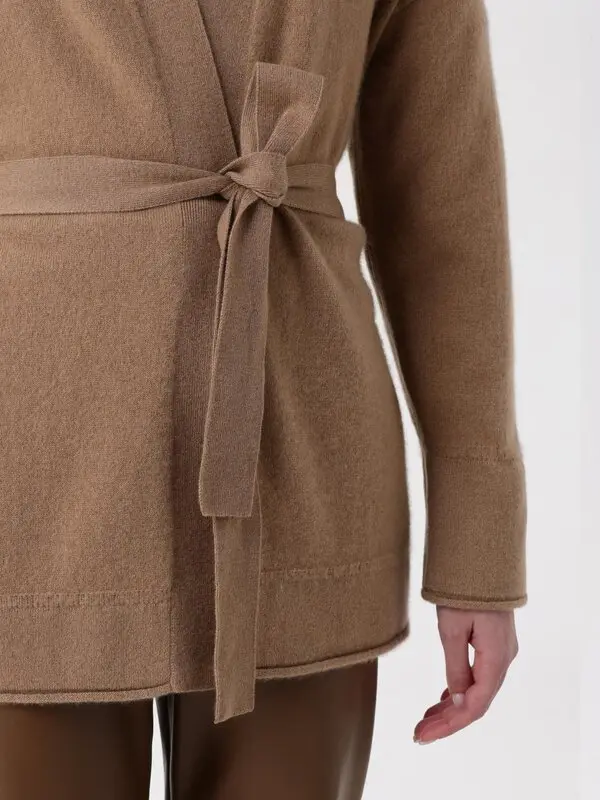Max Mara Belted V-neck Cardigan With Lace-up Detail