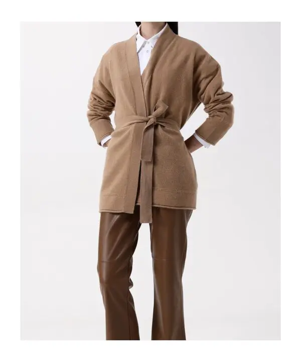 Max Mara Belted V-neck Cardigan With Lace-up Detail