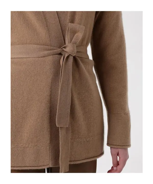 Max Mara Belted V-neck Cardigan With Lace-up Detail
