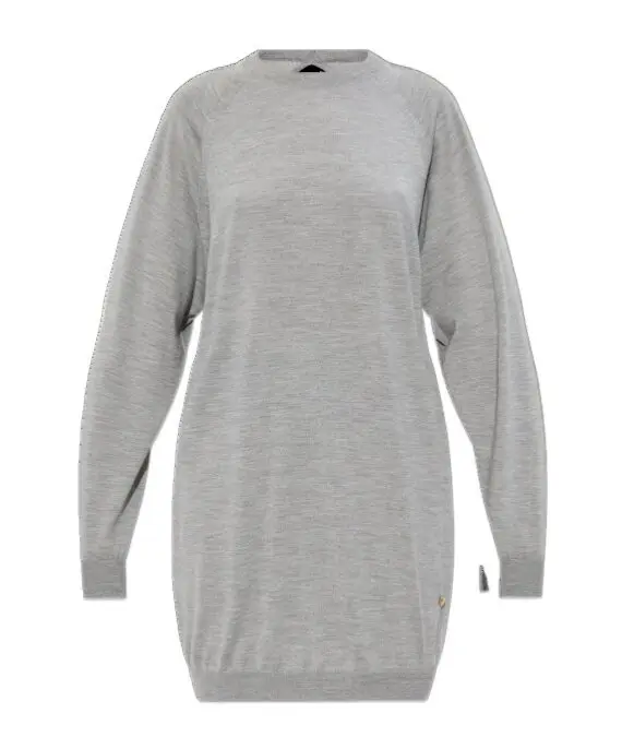 Moschino Plaque Open-back Mini Dress - Gray