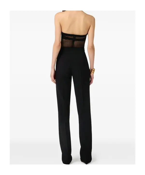Elisabetta Franchi Monogram Jacquard Tulle Bodysuit