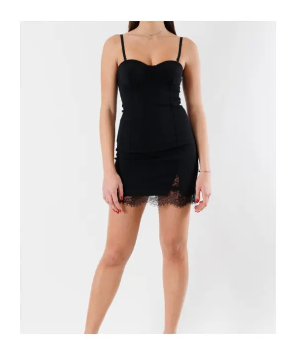 Patrizia Pepe Mini Crepe Sheath Dress With Lace Trim