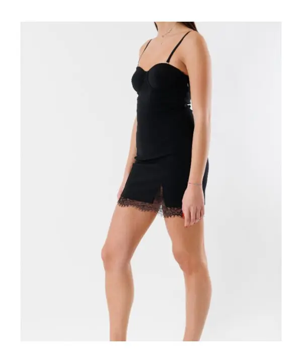 Patrizia Pepe Mini Crepe Sheath Dress With Lace Trim