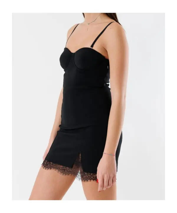 Patrizia Pepe Mini Crepe Sheath Dress With Lace Trim