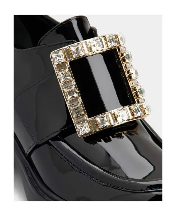 ROGER VIVIER Viv' Rangers Patent Leather Loafers With Rhinestone Buckle