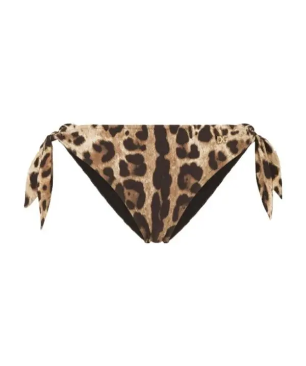 Dolce & Gabbana Leopard Print Bikini Bottom - Black