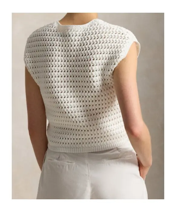 Polo Ralph Lauren Crochet Sleeveless Top With Big Pony Embroidery