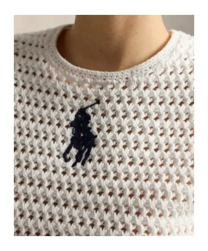 Polo Ralph Lauren Crochet Sleeveless Top With Big Pony Embroidery