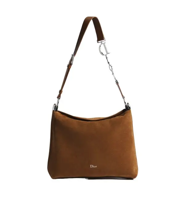 Dior Medium Suede Shoulder Bag With Silver-tone Hardware