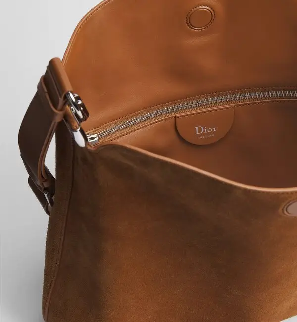 Dior Medium Suede Shoulder Bag With Silver-tone Hardware