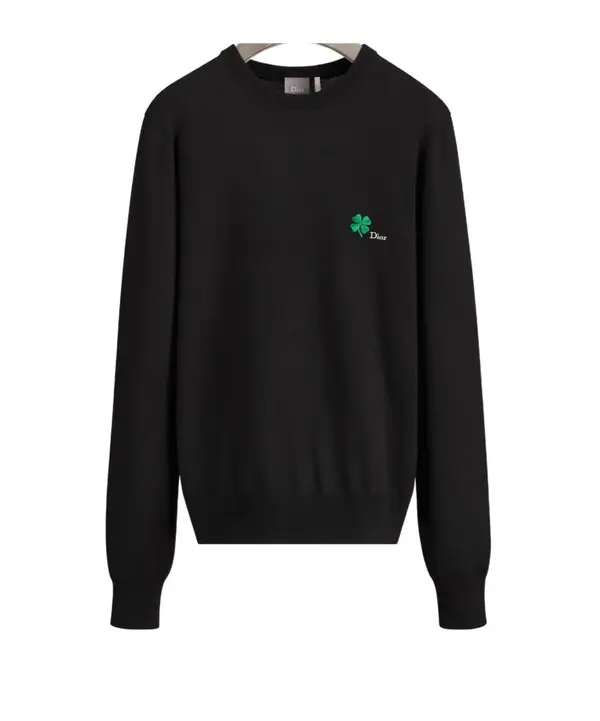 Dior Virgin Wool Sweater With Clover Embroidery
