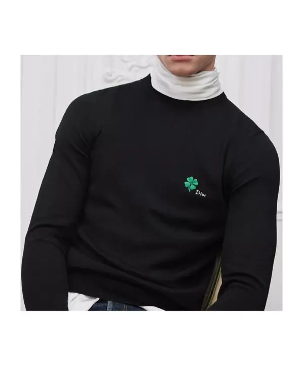 Dior Virgin Wool Sweater With Clover Embroidery