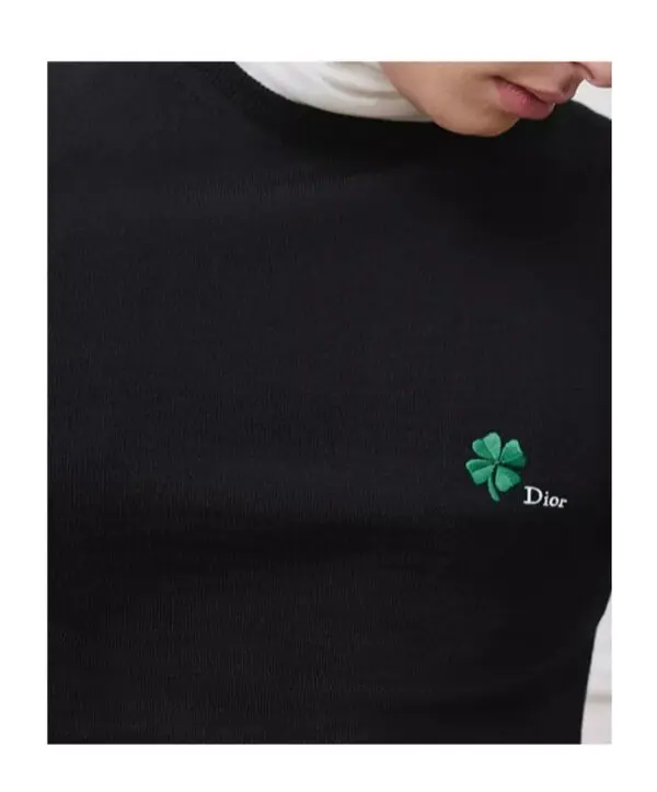Dior Virgin Wool Sweater With Clover Embroidery