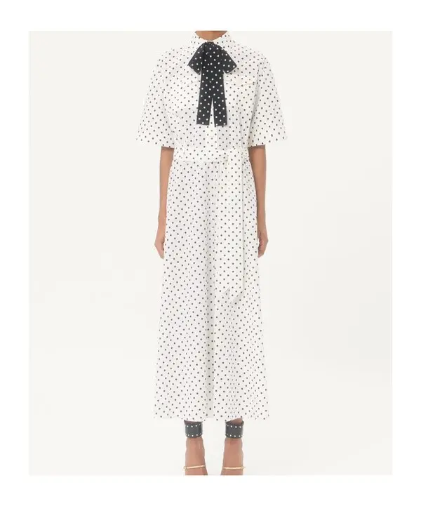 Valentino Garavani Poplin Polka Dot Midi Dress - White/black