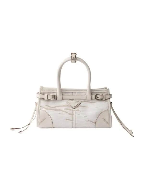 Prada Bonnie Printed Canvas Tote Bag - White
