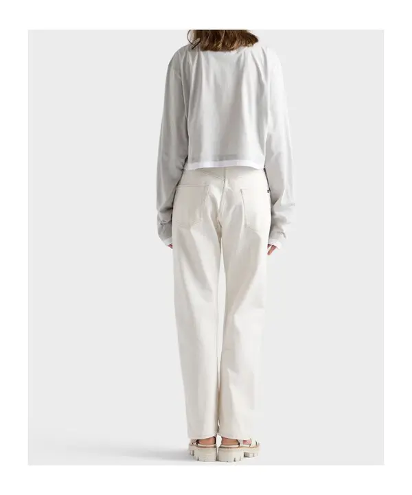 Prada Cropped Long-sleeve Crewneck T-shirt With Logo Detail - No