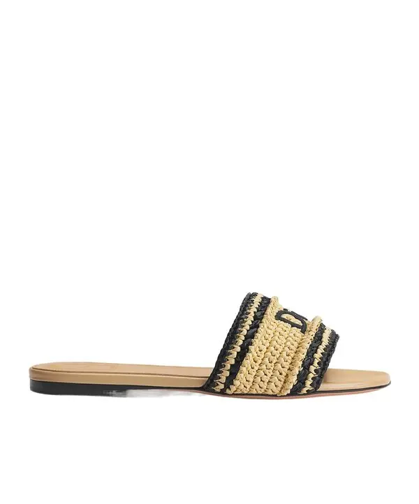 Dior Riviera Woven Slides - Nude