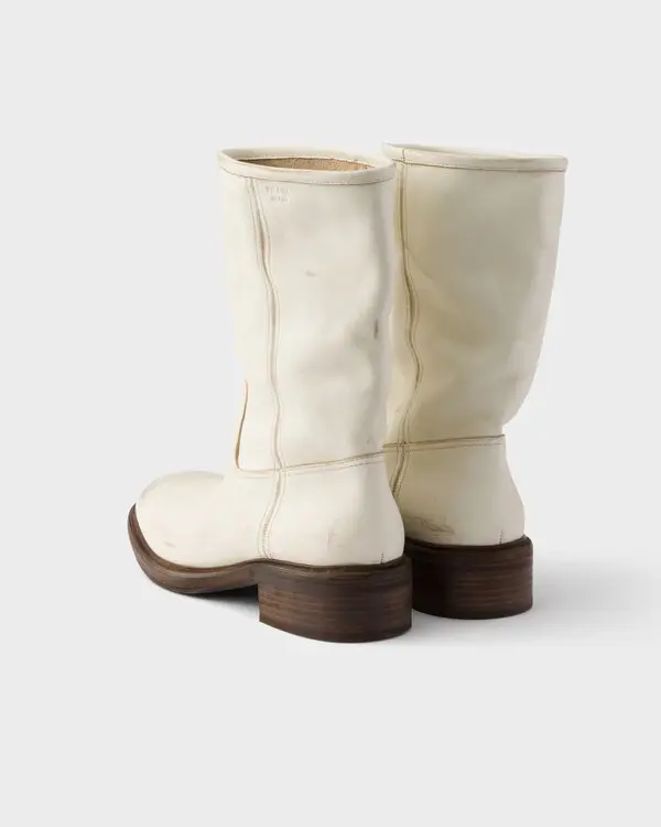 Prada Distressed Mid-calf Boots