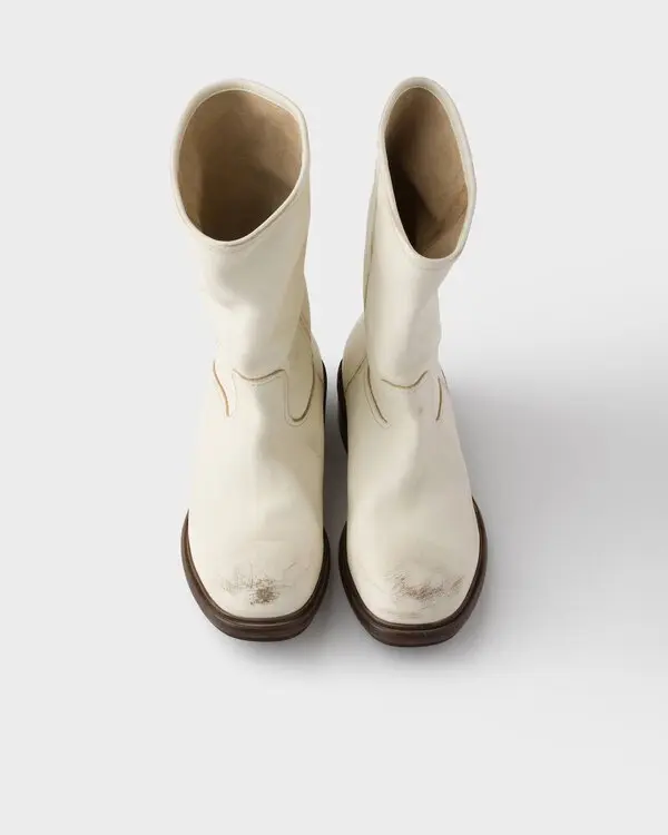 Prada Distressed Mid-calf Boots