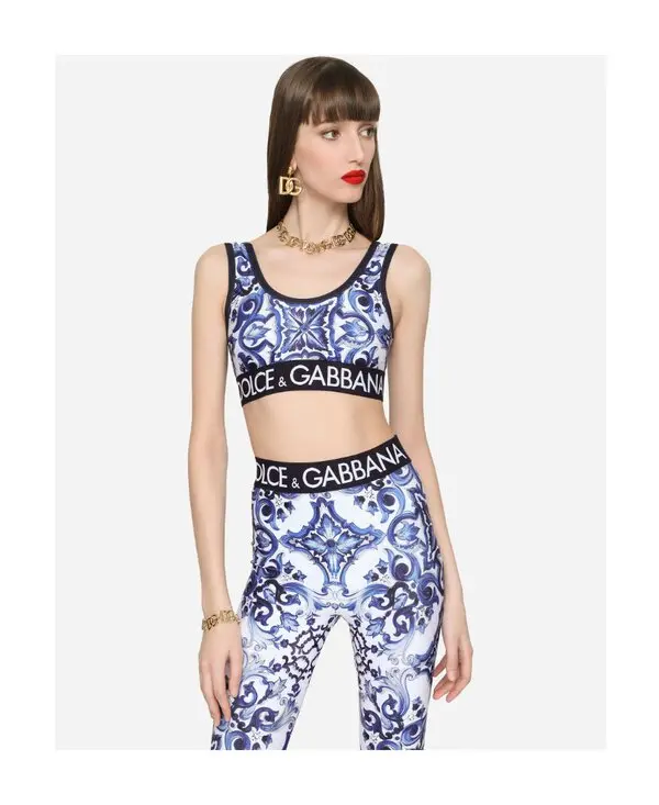 Dolce & Gabbana Majolica Print Cropped Top