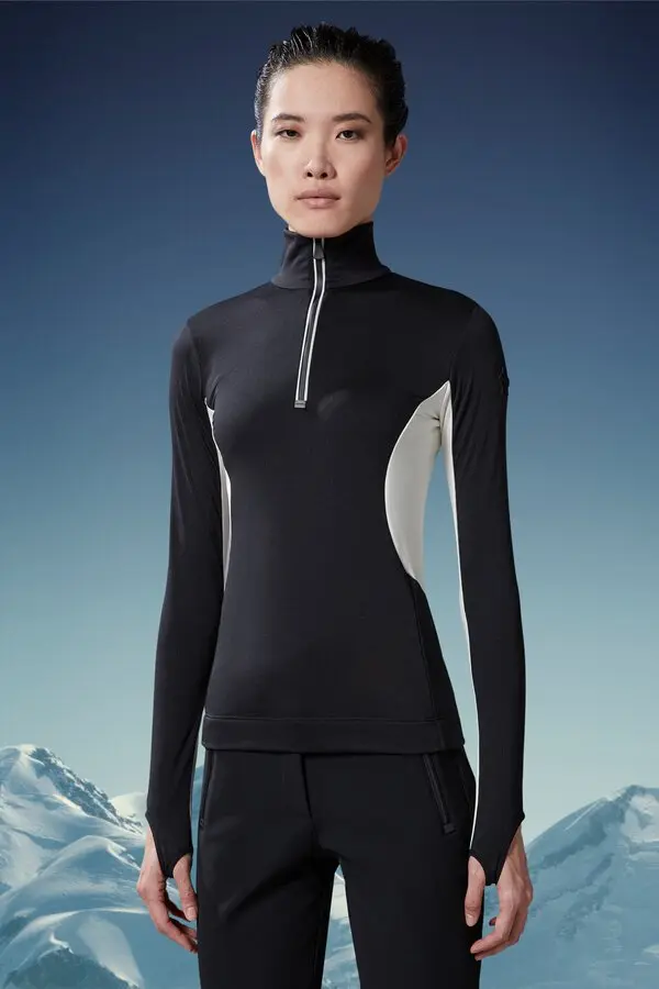 Moncler Half-zip High Neck Sweater - Black