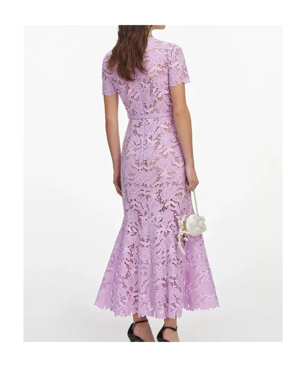 SELF-PORTRAIT Lilac Lace Midi Dress