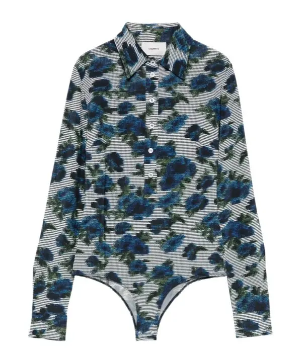 Coperni Floral Print Collared Bodysuit