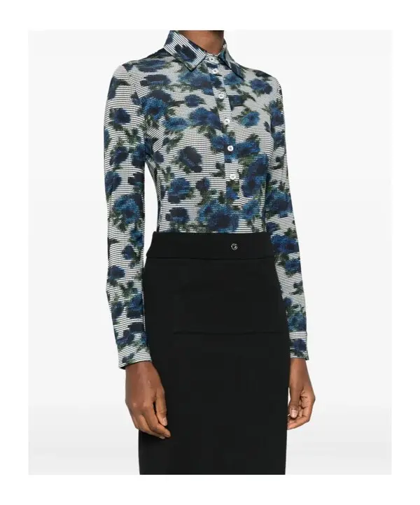 Coperni Floral Print Collared Bodysuit