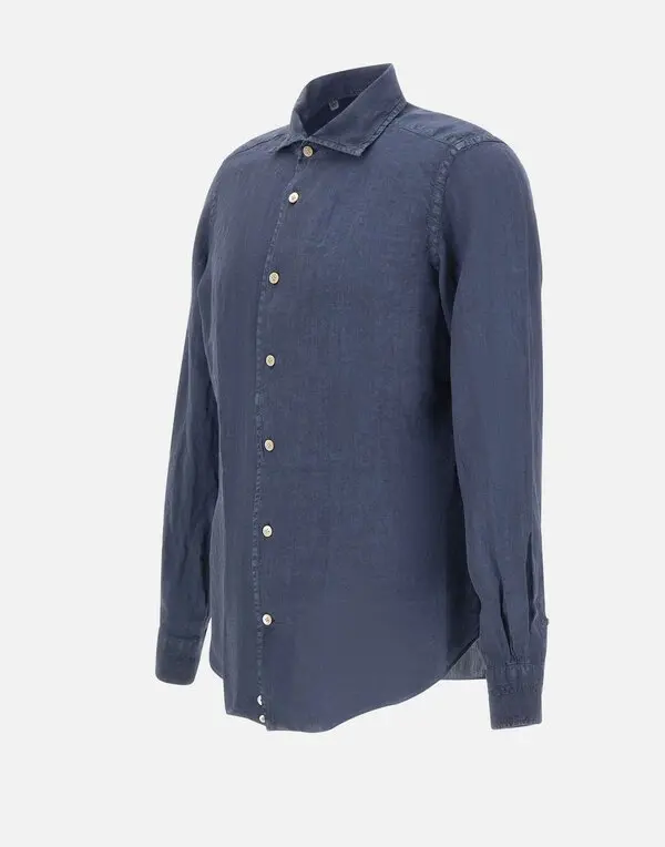 Eleventy Long Sleeved Buttoned Shirt - Blue