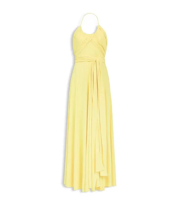 Alaïa Draped Jersey Halterneck Maxi Dress - Beige