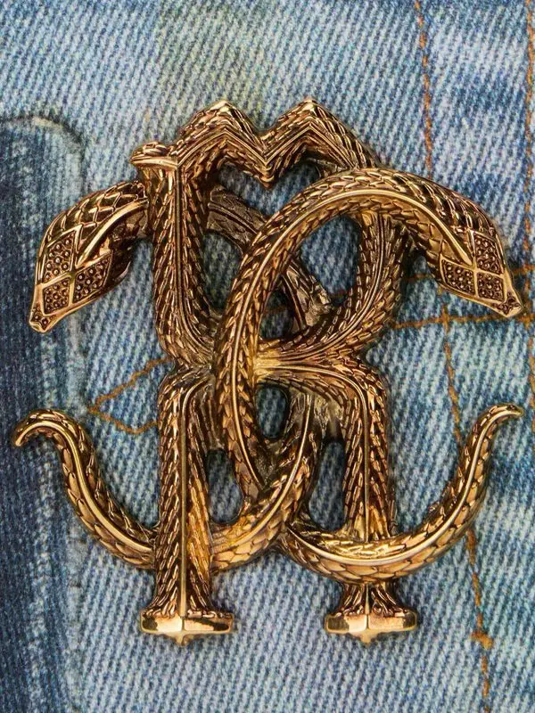 Roberto Cavalli Denim Patchwork Shoulder Bag