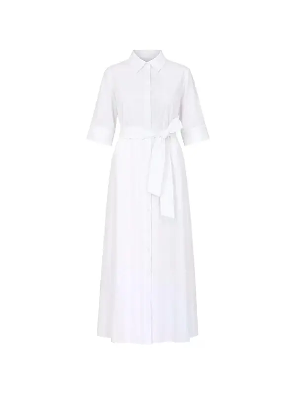Max Mara Belted Button-down Maxi Dress - White