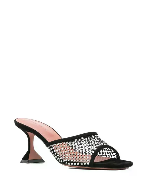 Amina Muaddi Lupita Crystal-embellished Mules - Black