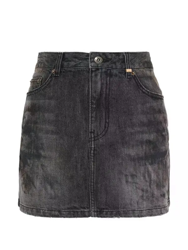 We11Done Washed Denim Mini Skirt - Grey