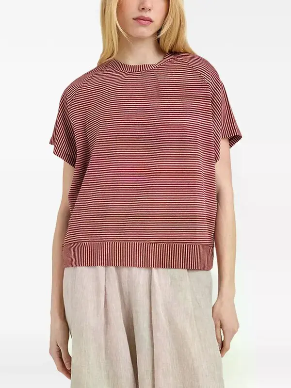 Momoni Striped Jersey Raglan T-shirt - Red