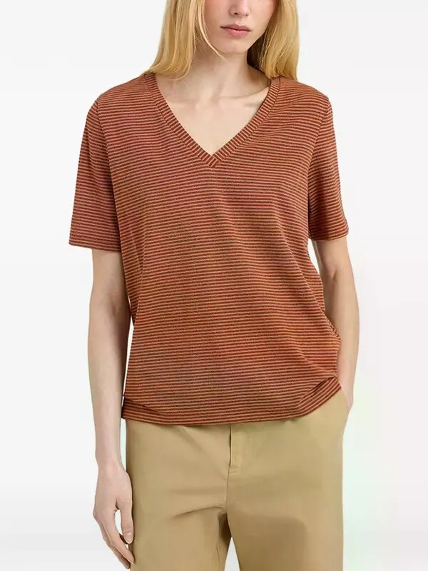Momoni Striped V-neck T-shirt