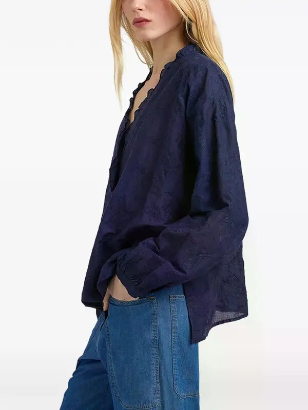 Momoni Embroidered Ruffled Shirt