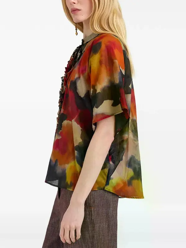 Momoni Abstract Print Kimono Sleeve Shirt