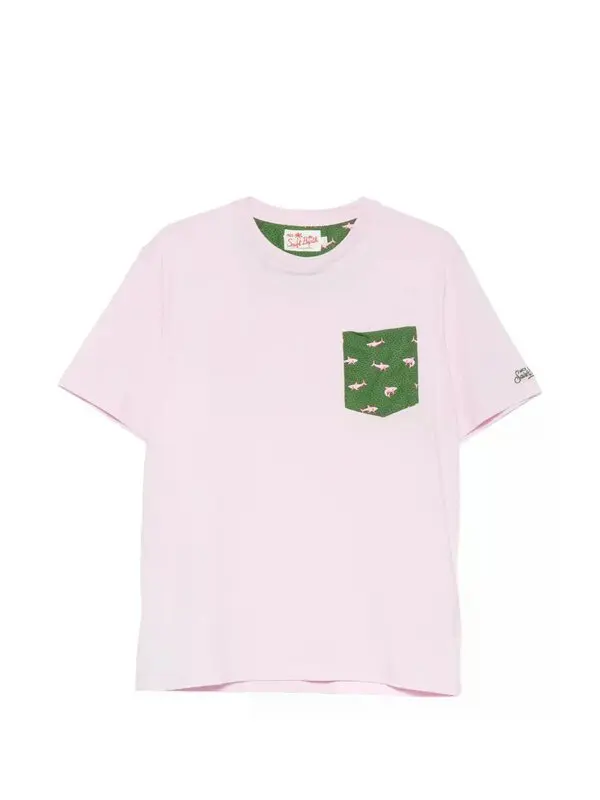 MC2 SAINT BARTH Blanche Shark-print Pocket T-shirt - Pink
