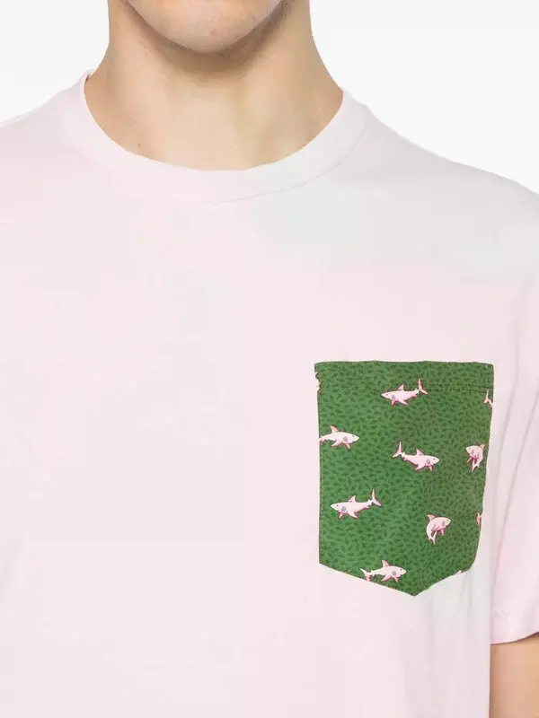 MC2 SAINT BARTH Blanche Shark-print Pocket T-shirt