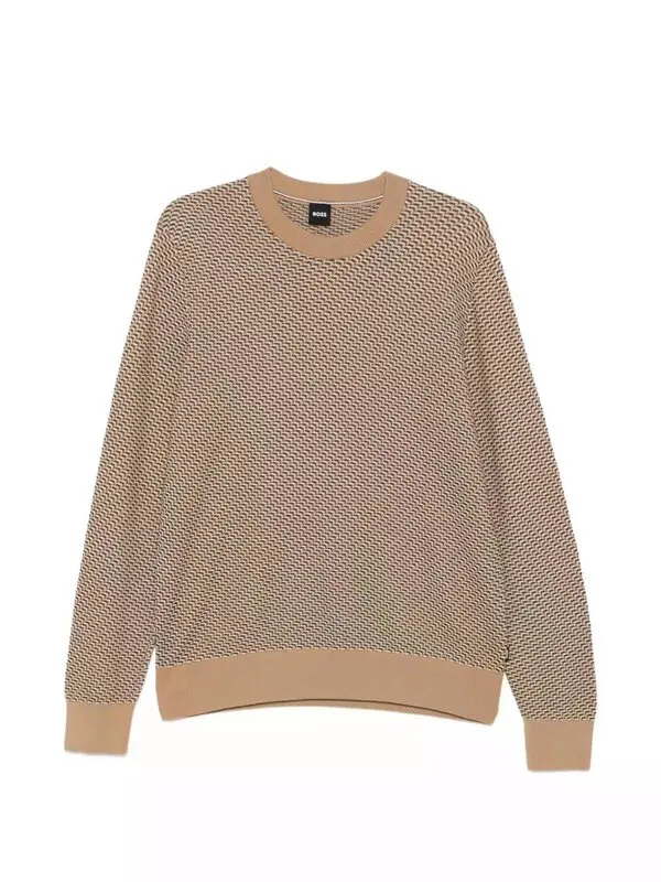 BOSS Geometric Pattern Crew Neck Sweater