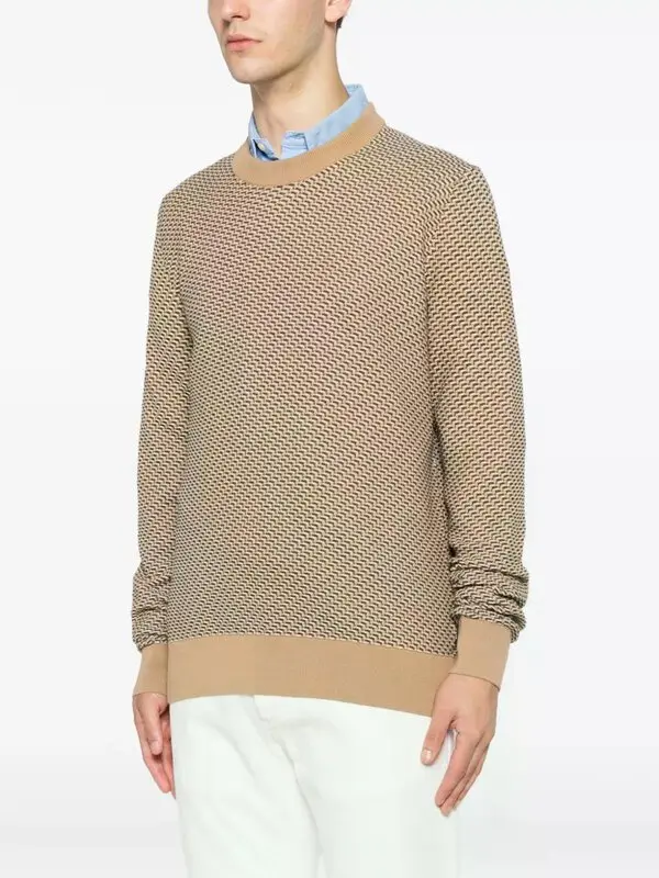 BOSS Geometric Pattern Crew Neck Sweater