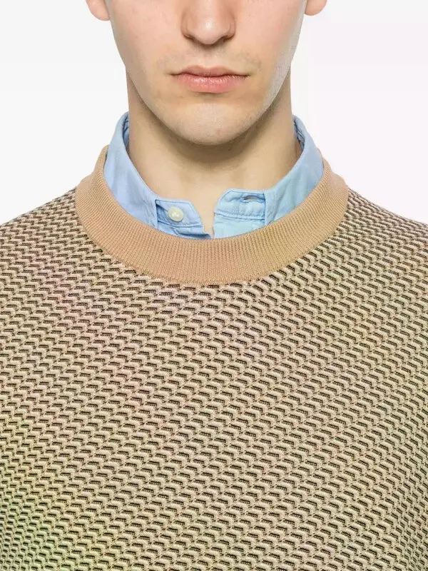 BOSS Geometric Pattern Crew Neck Sweater