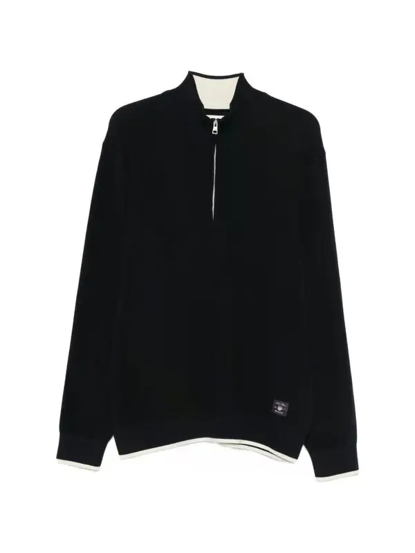 Gant Ribbed Knit Half-zip Sweater - Blue