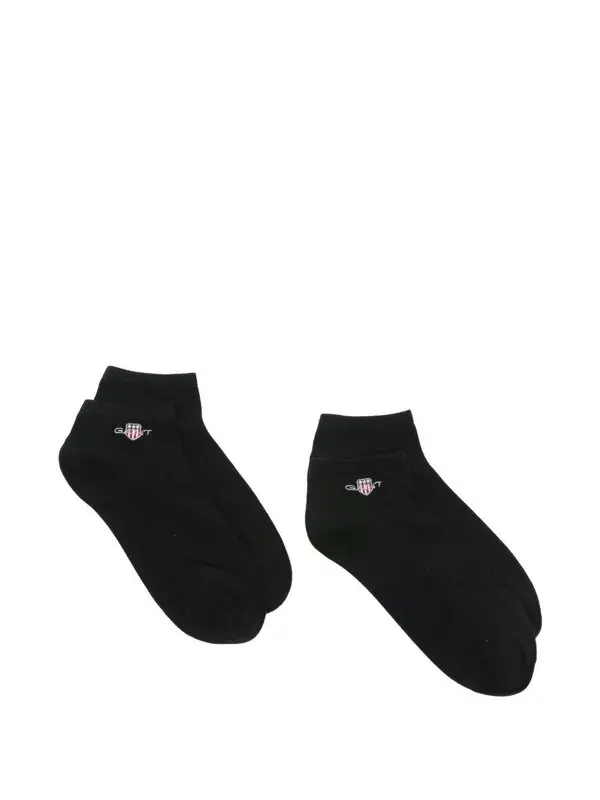 Gant Logo Embroidered Ankle Socks Set Of Two - Black