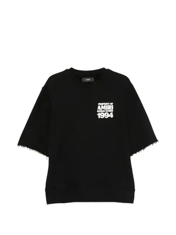 Amiri Logo-print Raw-edge T-shirt - Black