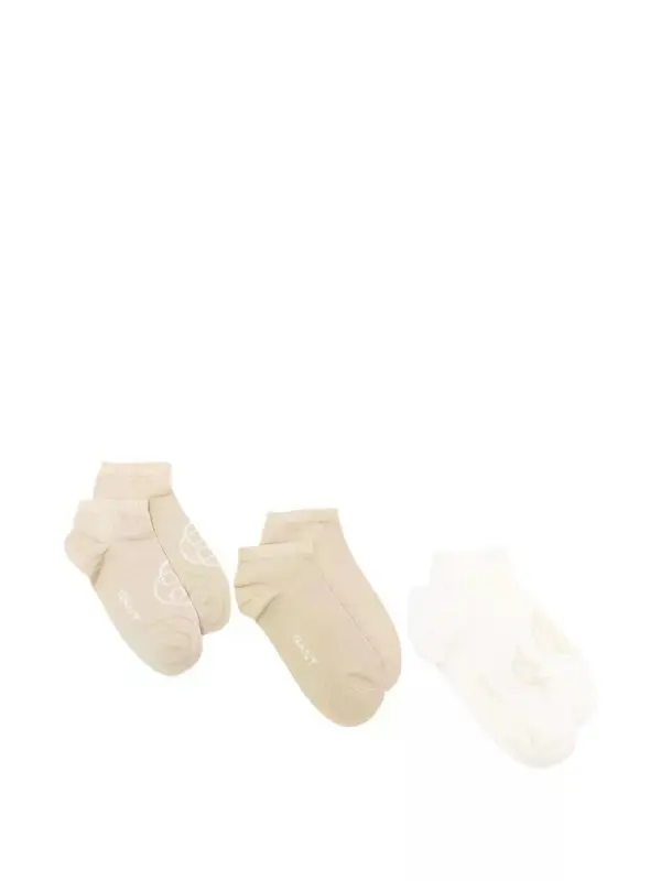 Gant Logo-print Ankle Socks Set Of Three - Neutrals