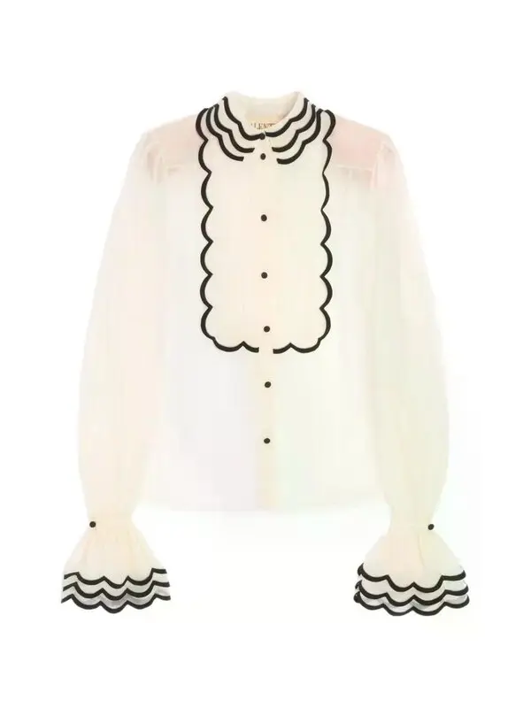 Valentino Garavani Embroidered Organza Shirt - Neutrals
