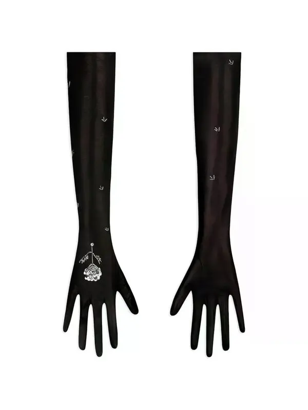 Anna October Opera-length Sequin-embellished Gloves - Black